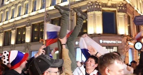 Happy Russian crowd celebrating their vi... | Stock Video | Pond5