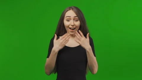 Happy shocked woman. She win something a... | Stock Video | Pond5