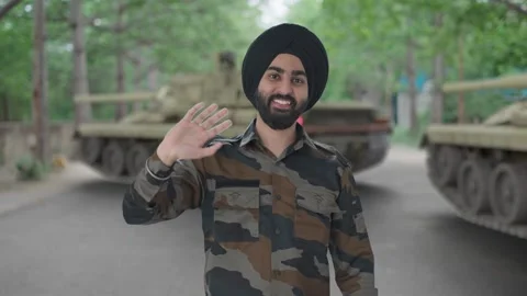 Happy Sikh Indian Army man saying Hello | Stock Video | Pond5