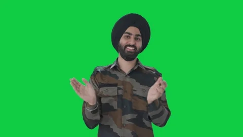 Happy Sikh Indian Army man clapping and ... | Stock Video | Pond5