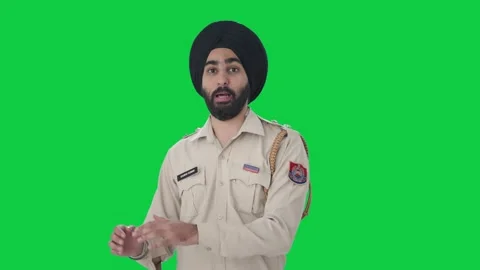 Happy Sikh Indian police man talking Gre... | Stock Video | Pond5