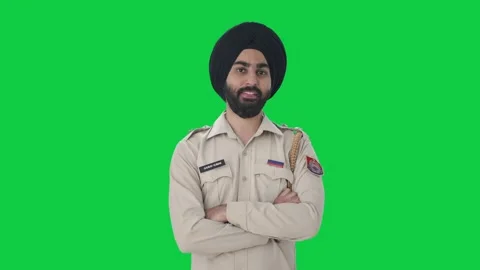 Happy Sikh Indian police man standing Gr... | Stock Video | Pond5