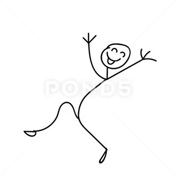 Happy Stick Figure vector illustration: Graphic #169633117