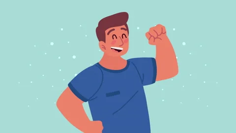happy strong man character animation | Stock Video | Pond5