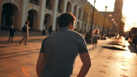 Happy successful man turning around in t... | Stock Video | Pond5