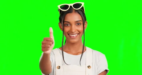Happy thumbs up, green screen face and w... | Stock Video | Pond5