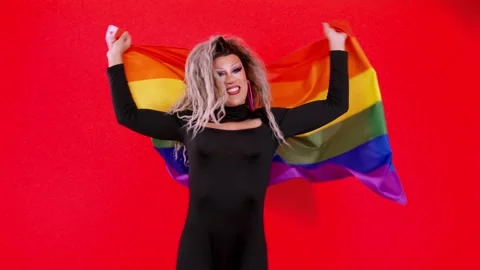 Happy transgender person raising a lgbt ... | Stock Video | Pond5