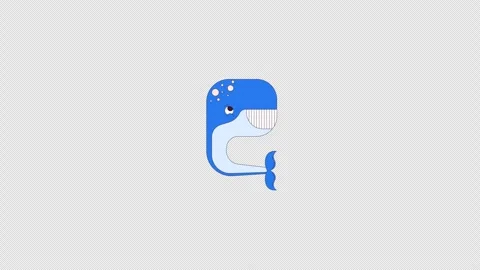 Happy whale floating line 2D character a... | Stock Video | Pond5