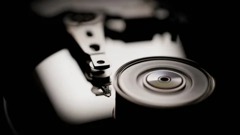 Hard disk drive. Hi tech work in motion.... | Stock Video | Pond5