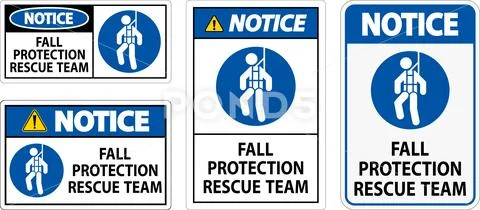 Hard Hat Decals, Notice Fall Protection Rescue Team ~ Clip Art #263931467