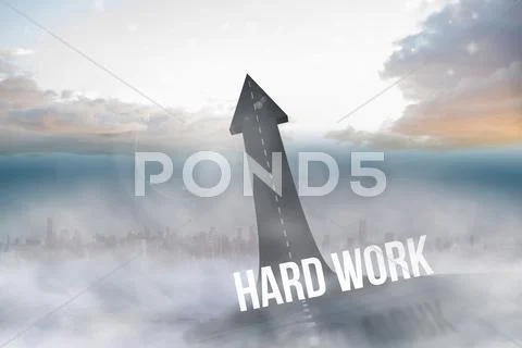 Hard work against road turning into arrow: Graphic #36924669