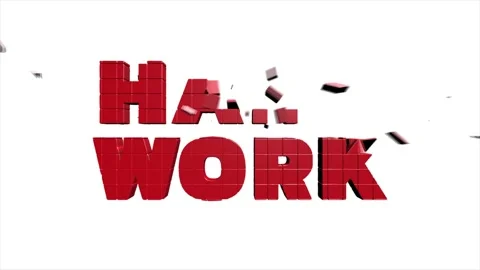 Hard work text animation. Red word on a ... | Stock Video | Pond5
