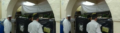 Haredim pray during 1000 shofar blowing ... | Stock Video | Pond5