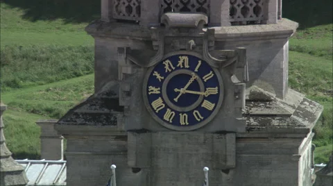 Harlaxton Manor Clock Face C/U Then Pull... | Stock Video | Pond5