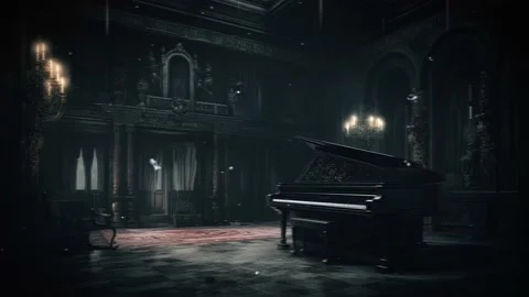 Haunted castle with piano. Creepy and ab... | Stock Video | Pond5