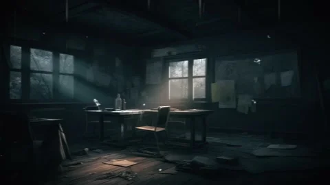 Haunted classroom, abandoned school. Cre... | Stock Video | Pond5