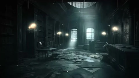 Haunted library with candles. Creepy and... | Stock Video | Pond5