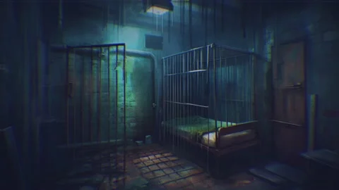 Haunted prison cell with blinking light.... | Stock Video | Pond5