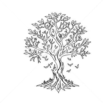 Haunted Tree illustration outline sketch Illustration #284897956