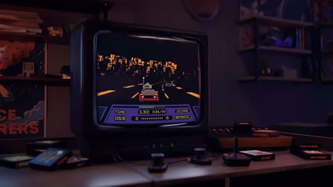 Having fun in the pixel art game on the ... | Stock Video | Pond5