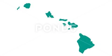 Hawaii administrative map. counties map of Hawaii, blank Map, empty map ...