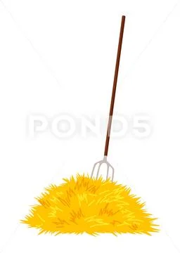 Haystack isolated on white background. Flat vector illustration dried haystack: Graphic #263714477