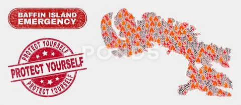 Hazard and Emergency Collage of Baffin Island Map and Distress Protect ...