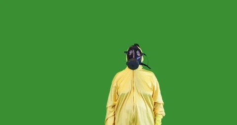 Hazmat mind, up, green screen | Stock Video | Pond5