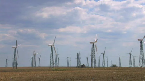 HD abandoned Wind turbines farm | Stock Video | Pond5