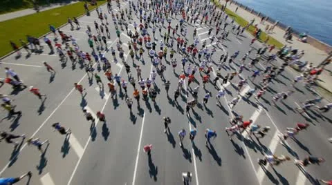 HD - City marathon. Top view | Stock Video | Pond5