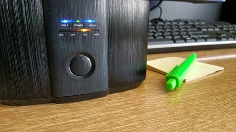 HDD docking station at the office table ... | Stock Video | Pond5