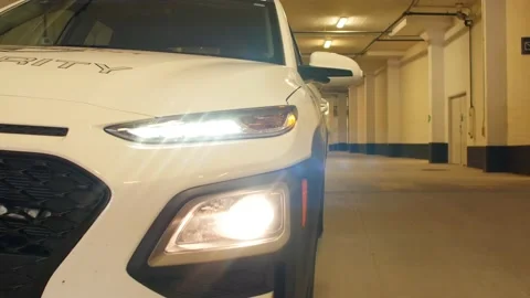 Head light of a security patrol car insi... | Stock Video | Pond5