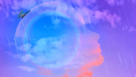 Head silhouette in the sky | Stock Video | Pond5