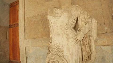 Headless female marble stone statue of g... | Stock Video | Pond5