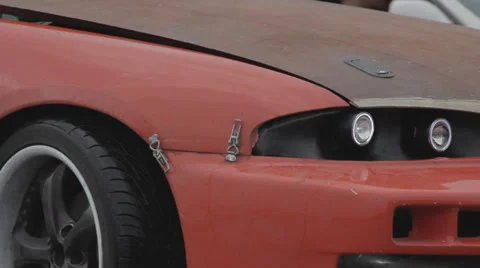 Headlights and bumper of racing car - fi... | Stock Video | Pond5