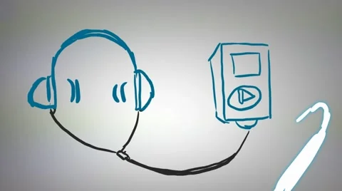 Headphone Music - Hand drawn - Animation... | Stock Video | Pond5