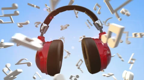 Headphones Spinning With Musical Notes -... | Stock Video | Pond5