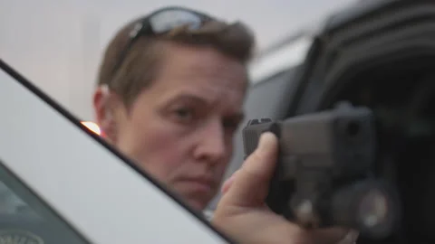 Headshot of Police Officer Pointing His ... | Stock Video | Pond5