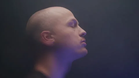 Headshot Profile of Bald Man with Eyes S... | Stock Video | Pond5