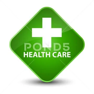 Health care (plus sign) elegant green diamond button: Royalty Free ...