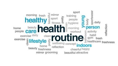 Health routine animated word cloud. Kine... | Stock Video | Pond5