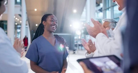 Healthcare, woman doctor and clapping wi... | Stock Video | Pond5