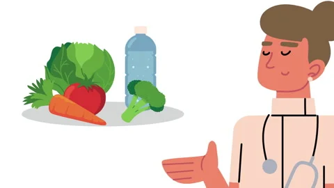 healthy diet plan animation with woman a... | Stock Video | Pond5