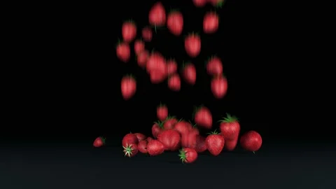 Heap of Strawberries falling on black ba... | Stock Video | Pond5