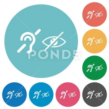 Hearing and visually impaired symbols flat round icons: Royalty Free ...