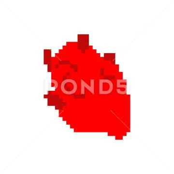 Heart Anatomy pixel art. Human internal organs 8 bit. Pixelate 16bit ...