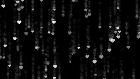 Heart falling rain black background | Stock Video | Pond5