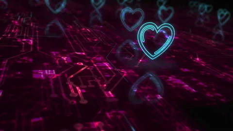 Heart love health and ai tech code symbo... | Stock Video | Pond5