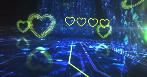 Heart love health and ai tech code symbo... | Stock Video | Pond5