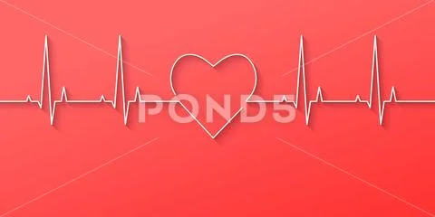 Heart rate line concept on light red background: Royalty Free #124214522